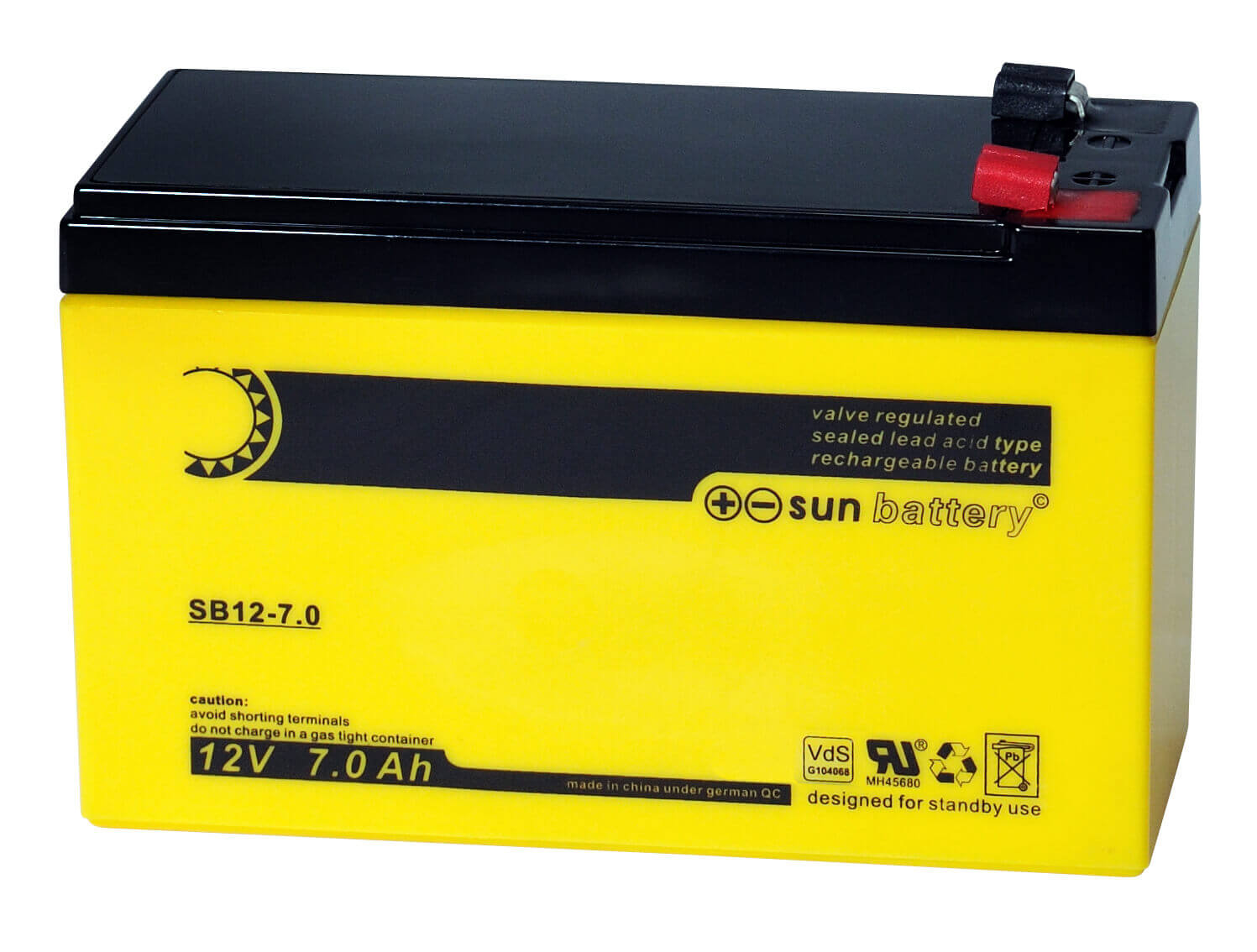 Sun Battery SB12-7.0 12V 7Ah Bleiakku T2 Terminal